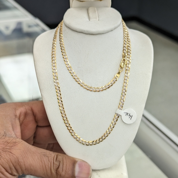 Unbrand | Accessories | 4kt Real Solid Gold Cuban Curb Diamond Cut ...